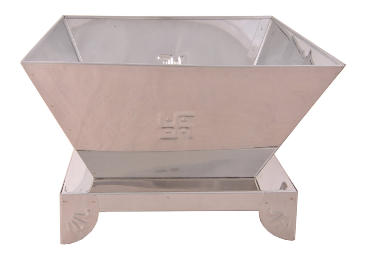 Steel Hawan Kund Yagya Kund for Pooja Hawan Purpose with Handle (22 cm ...