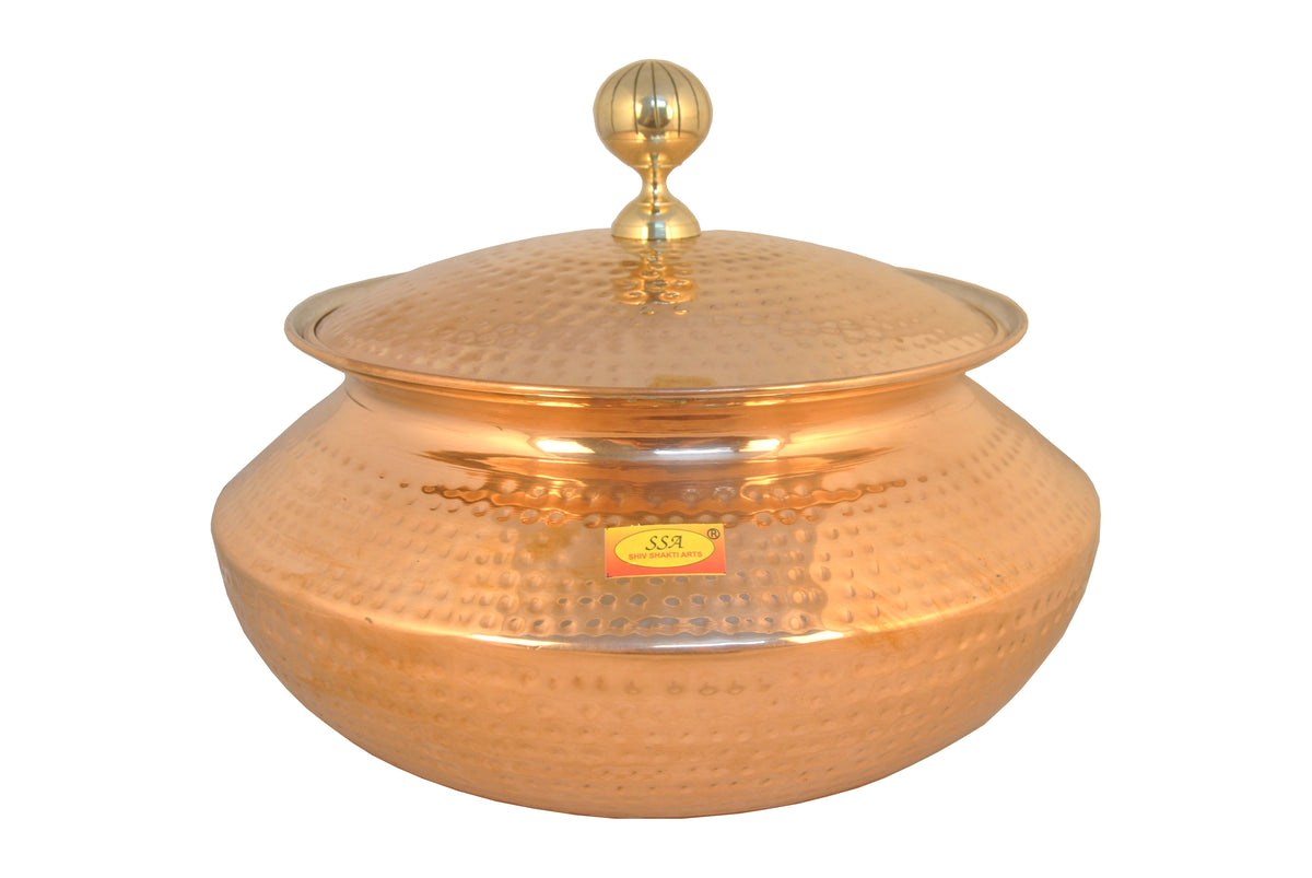 Copper Hammered Biryani Handi Chaffing Dish Pan Patili with Lid,Tin Li ...