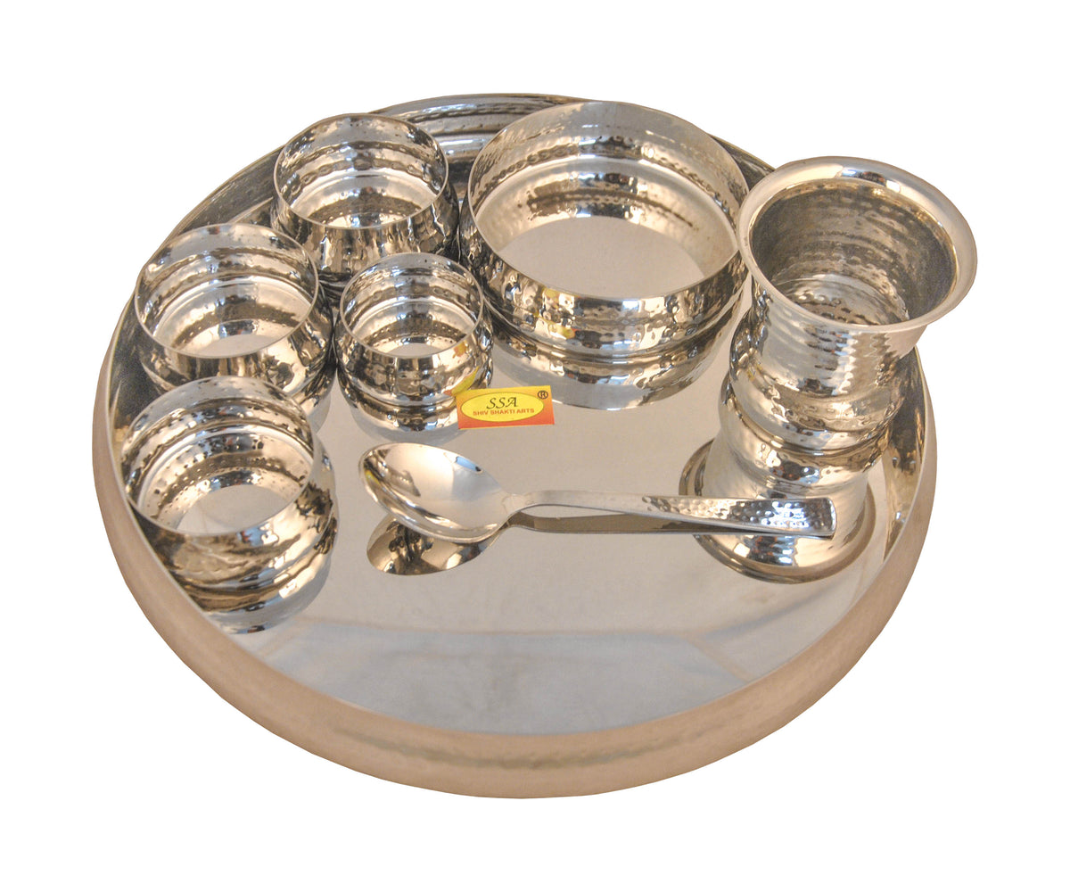 Shiv Shakti Arts Heavy Gauge Stainless Steel Dinner Set Thali Set 8 Pc ...