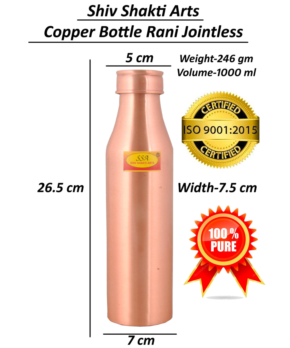 Copper Bottle Rani Bottle Joint less Sleek Leak proof | 1 L | Office B ...