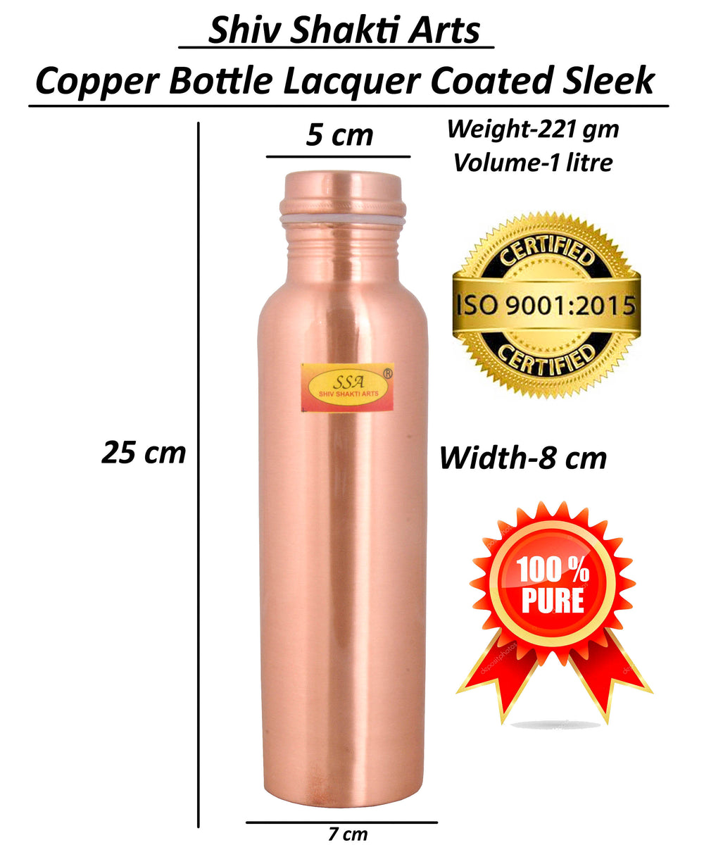 Copper Bottle Lacquer Coating Joint less Sleek Leak proof | 1 L | Offi ...