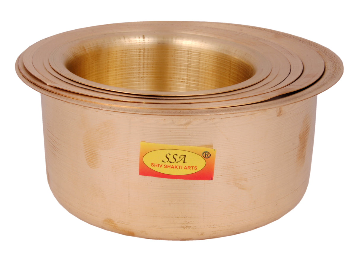(6 Pieces) 100% Pure Brass Bhagoni Set/Patila Set/Tope Set - (400 ML t ...