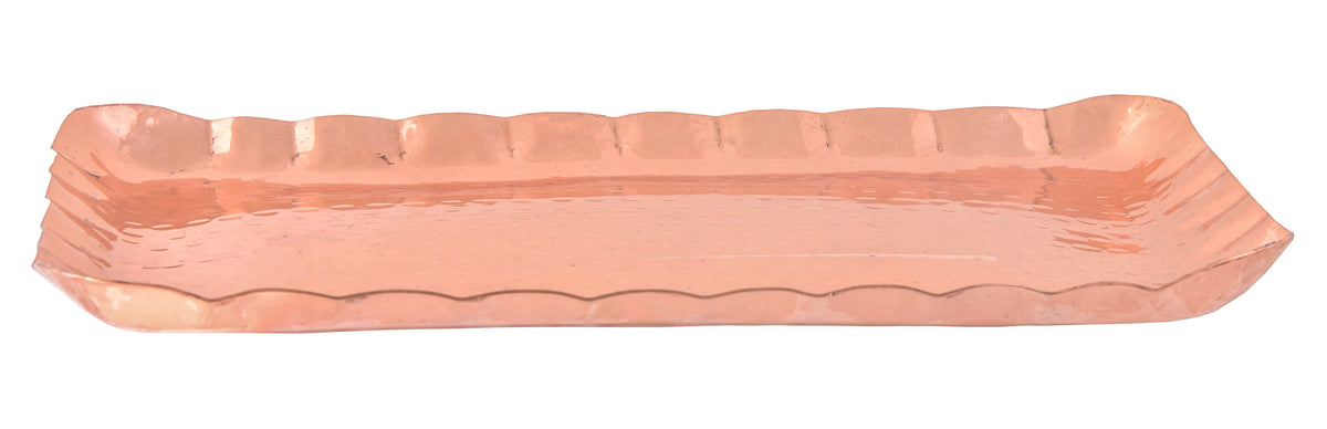 Pure Copper Tray | Platter | Plate for Serving Purpose Hammered Design ...