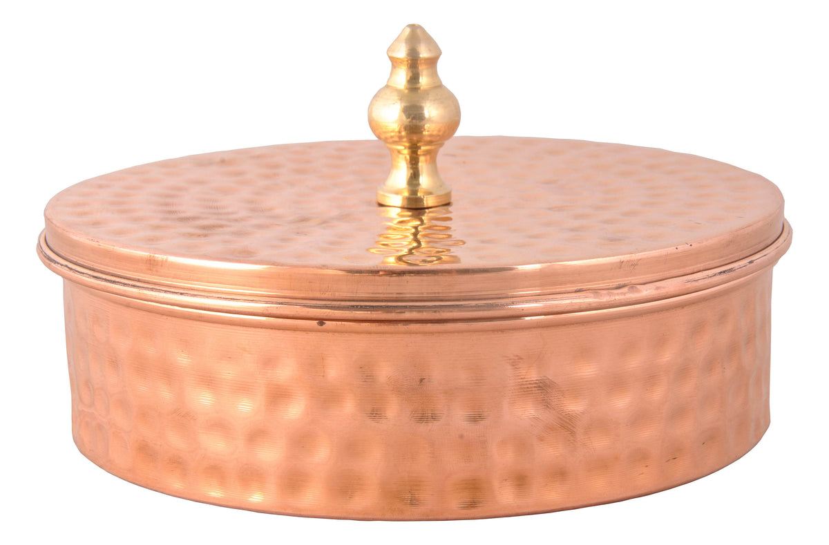 Copper Spice Box Masala Dabba Hammered Design for Storing Spices Masal ...