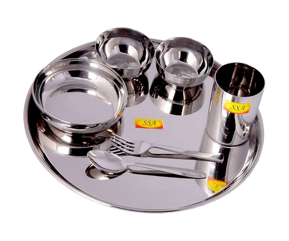 Stainless Steel (Heavy 22 Gauge) Thali, Dinner Set - (Plane Mirror Fin ...