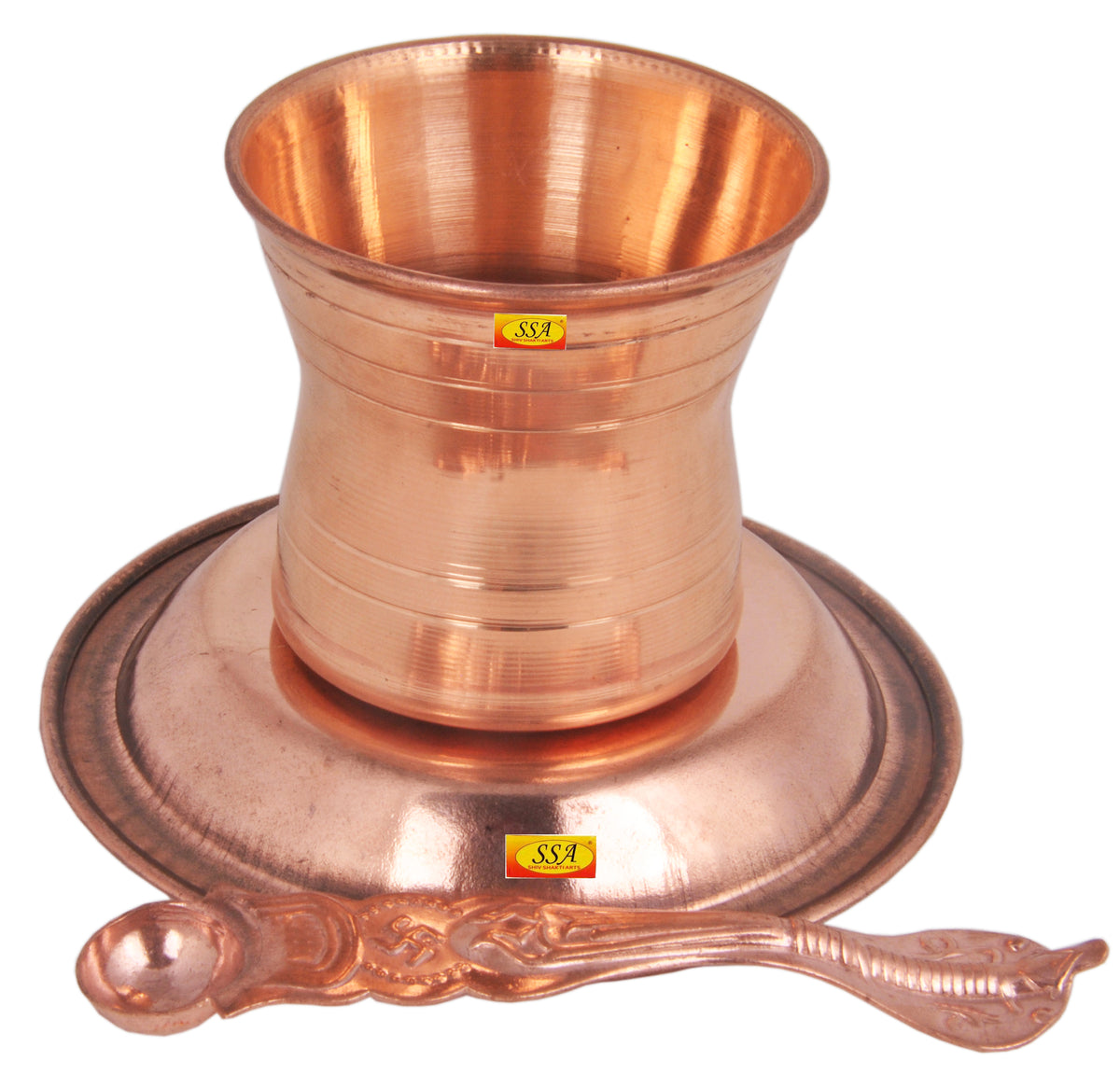 Pure Copper Puja Patra | Punch Patra | Jal Patra with Plate & Achmani ...