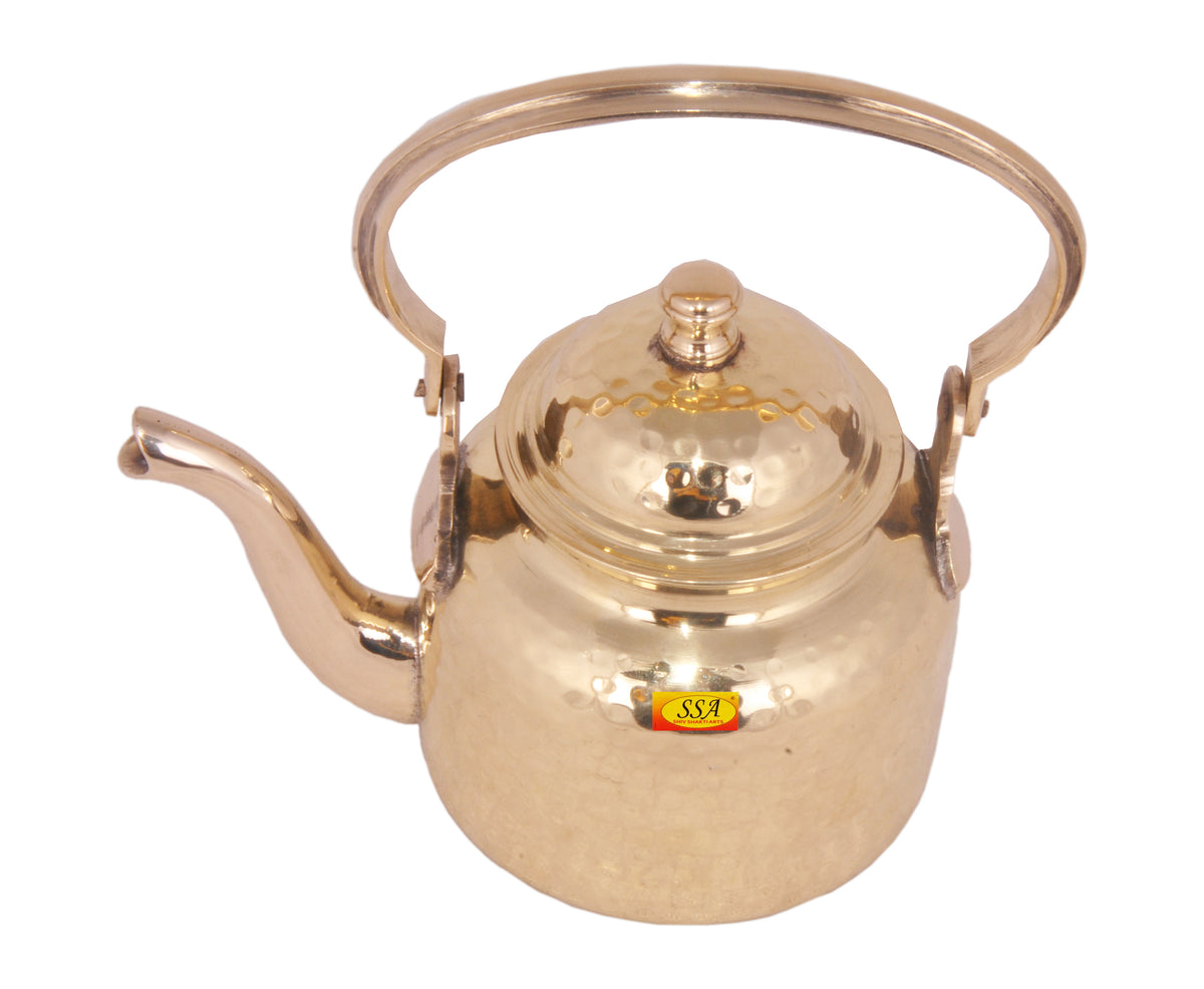 Brass Tea Pot/Ketali/Kettle, 600 ML - for Making Tea & Coffee Serving ...