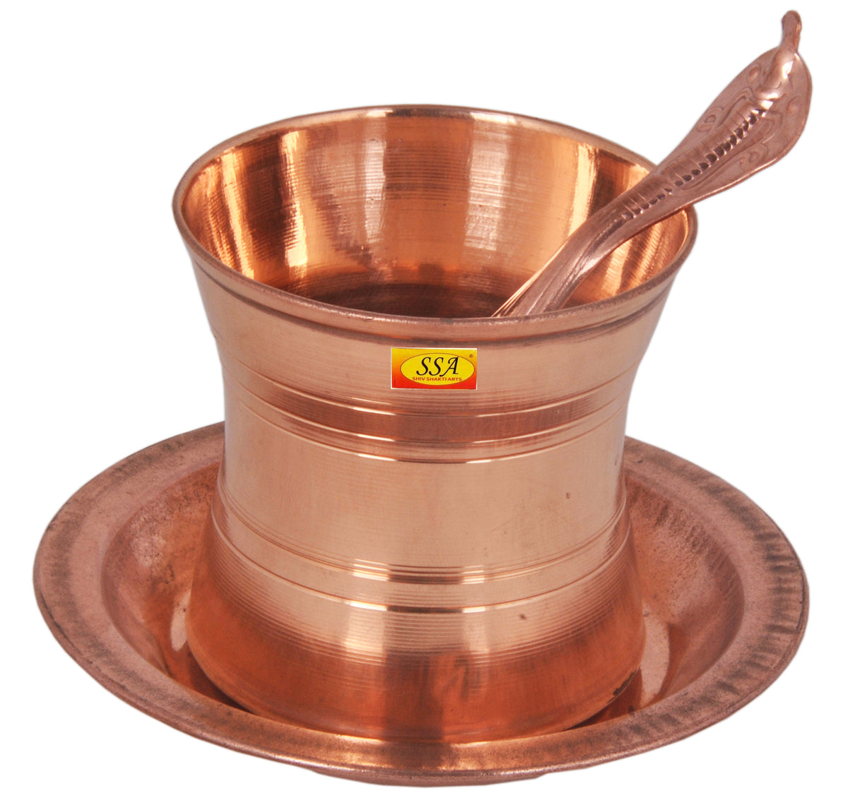 Pure Copper Puja Patra | Punch Patra | Jal Patra with Plate & Achmani ...