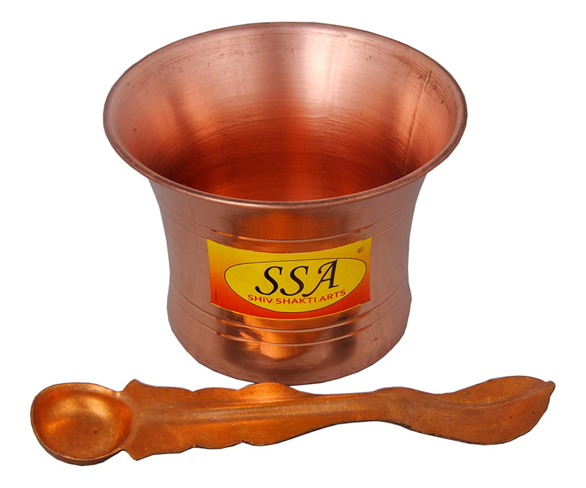 Pure Copper Puja Patra | Punch Patra | Jal Patra with Achmani Spoon Se ...