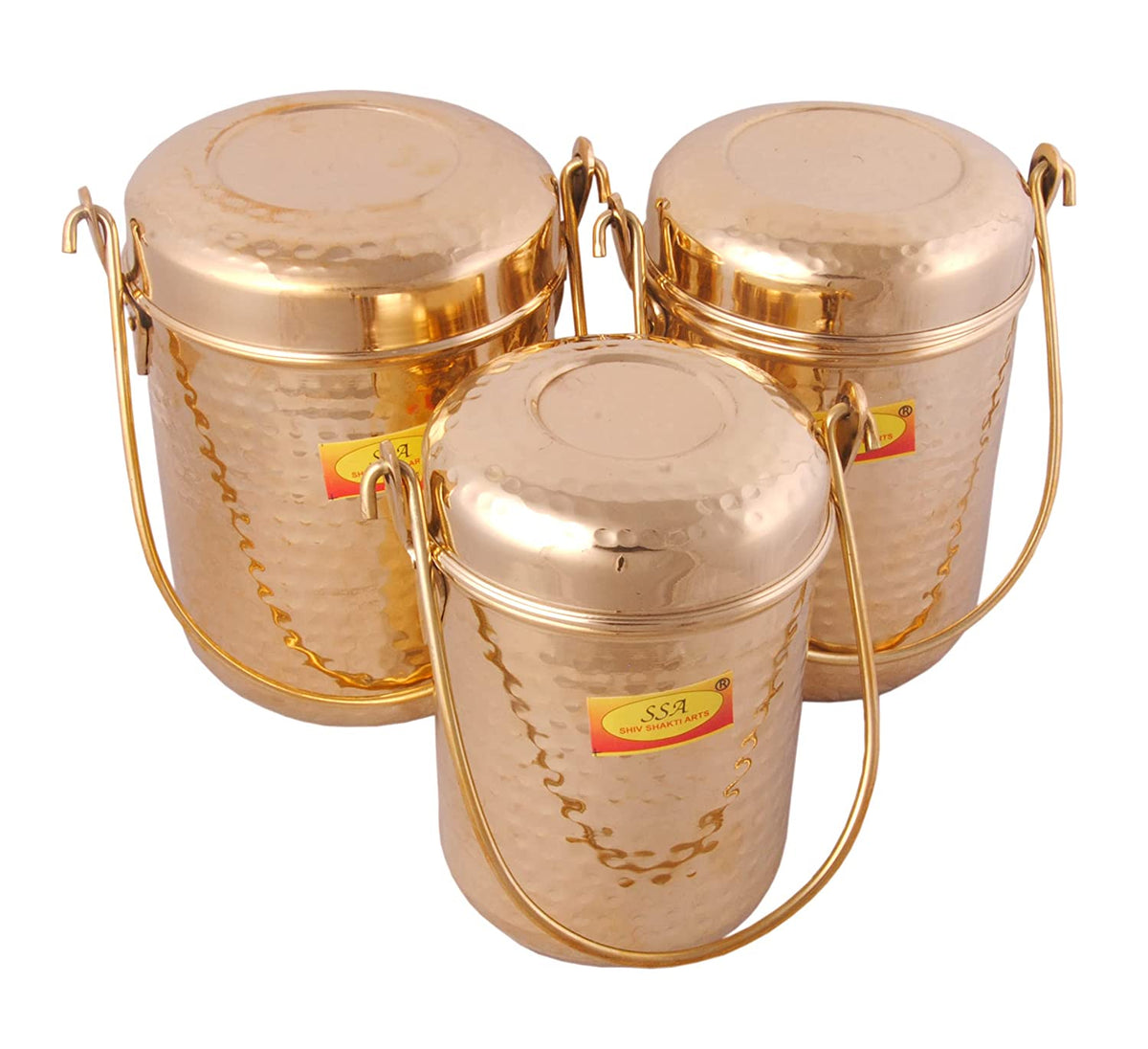 Pure Brass Ketali - Set of 3 Size Container/Dolchi/Milk Can/Milk Barni ...