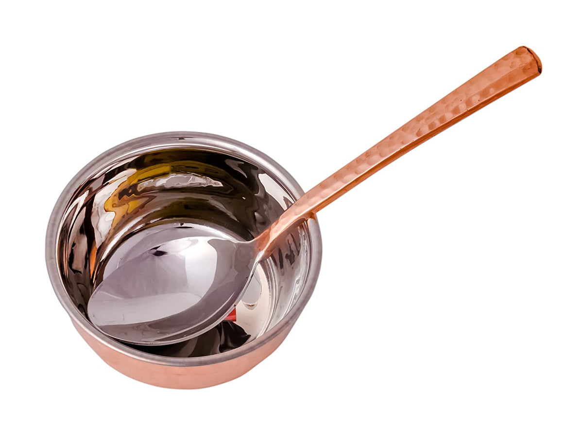 Pure Stainless Steel & Copper Bowl | Katori with Spoon | Dessert Bowl ...
