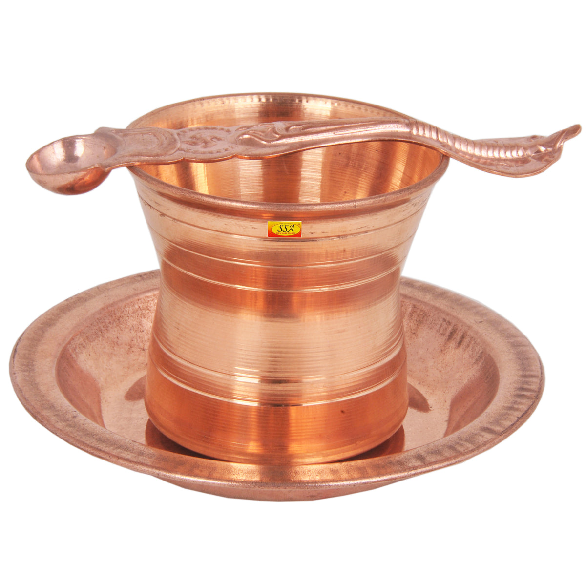 Pure Copper Puja Patra | Punch Patra | Jal Patra with Plate & Achmani ...