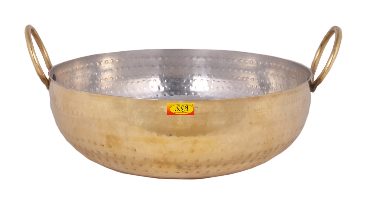 Brass Classic KADHAI with Brass Handle and Inner Kalai Tin Plated (DEE ...