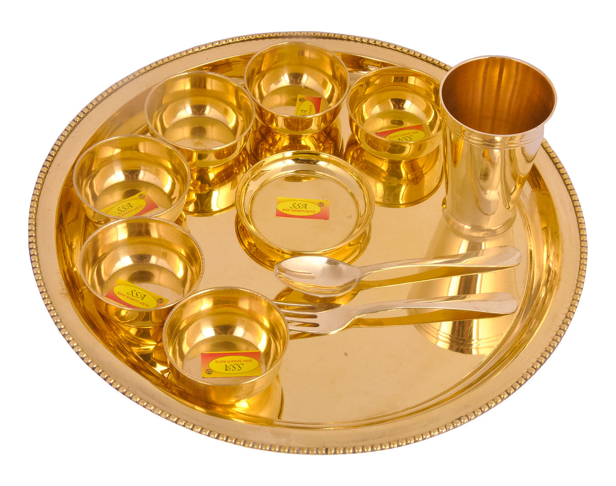 100% Pure Brass ThalI Set 11 Piece |Rajbhog Dinner Set | Premium Plane – SHIV SHAKTI ARTS