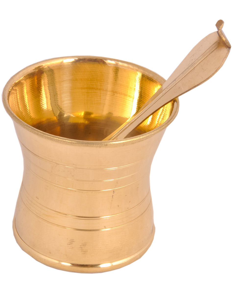 100% Pure Brass Puja Patra | Punch Patra | Jal Patra with Spoon Set fo ...