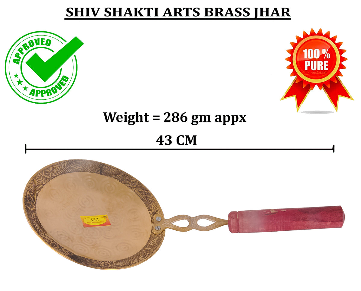 100% Handmade Pure Brass Round Jhar Cooking Frying Spoon Kadchi Mughal ...