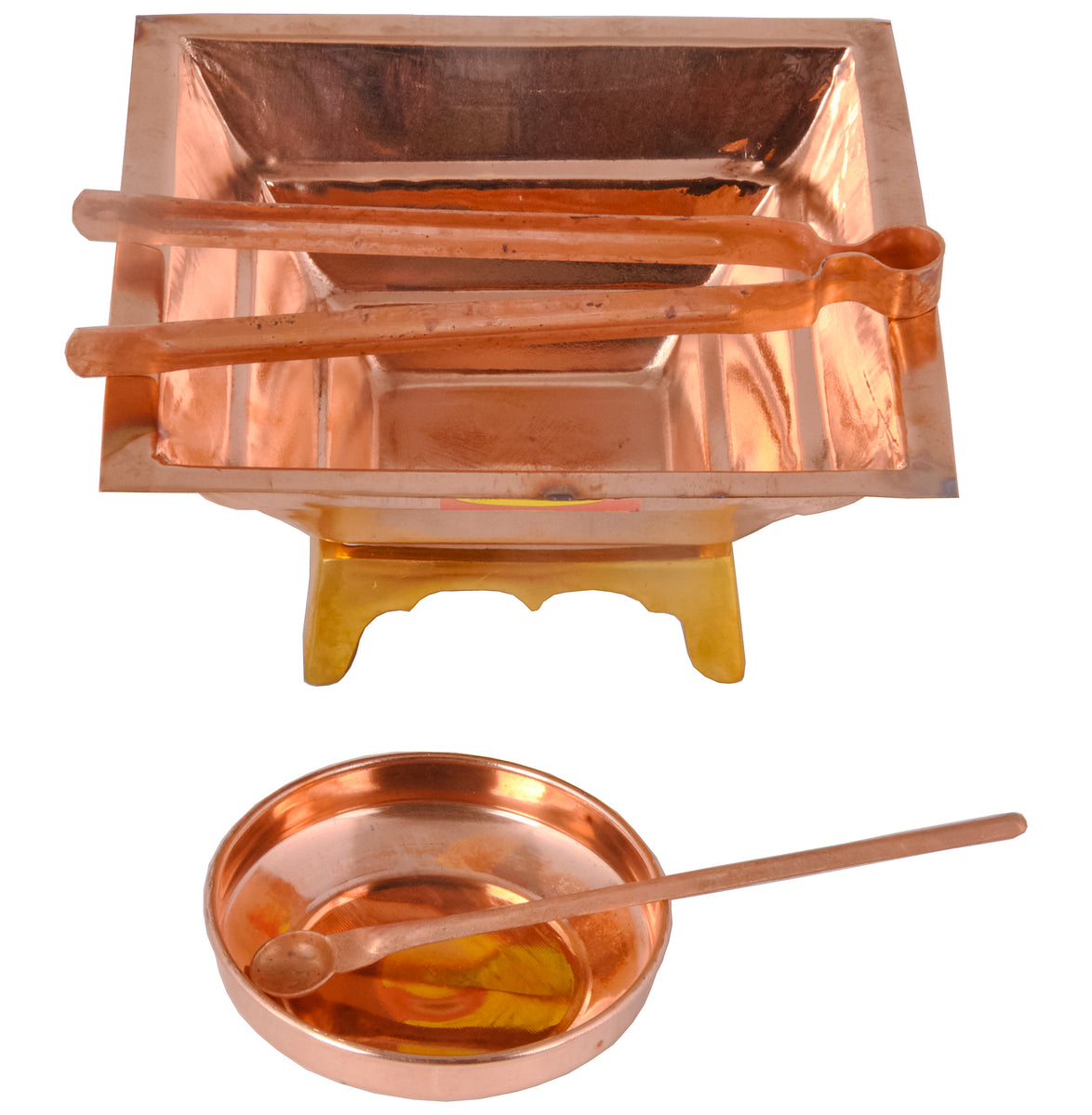 100% Pure Copper Hawan Kund Set Agnihotra Kit Havan Set | Chimtha | Ac ...