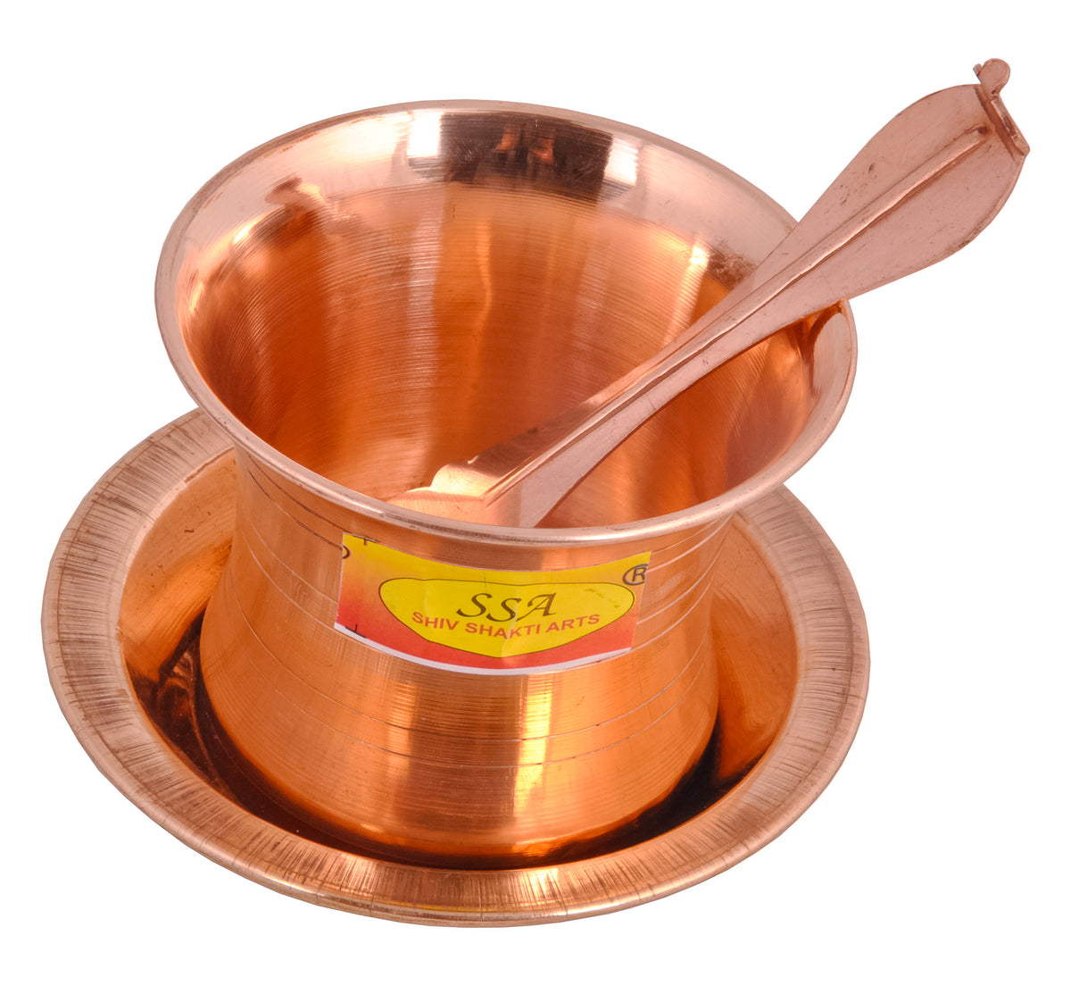 100% Pure Copper Puja Patra | Punch Patra | Jal Patra with Plate & Ach ...