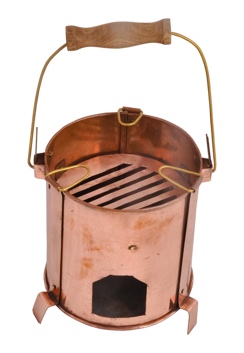 100% Pure Copper Angithi/Sigdi with Brass Wooden Handle, for Home, Hot ...