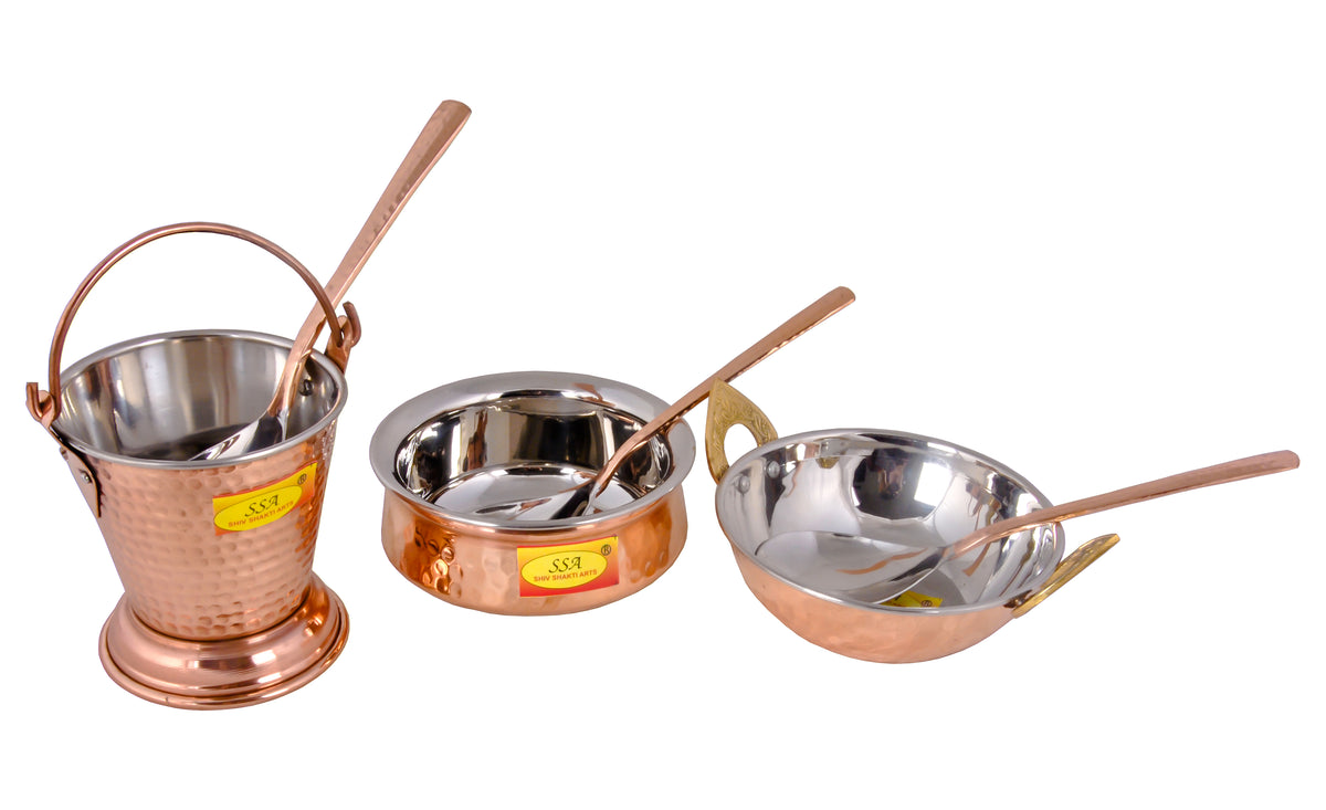 Copper Tableware Serving Set Inside Steel | Serware Set |Dinnerware Co ...