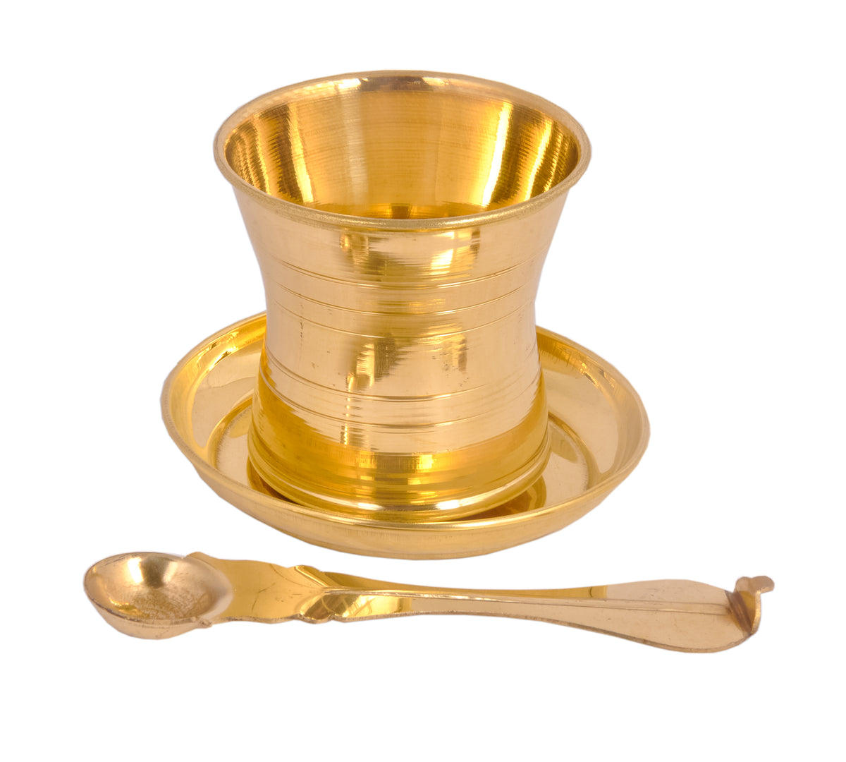 100% Pure Brass Puja Patra | Punch Patra | Jal Patra with Spoon + Lid ...