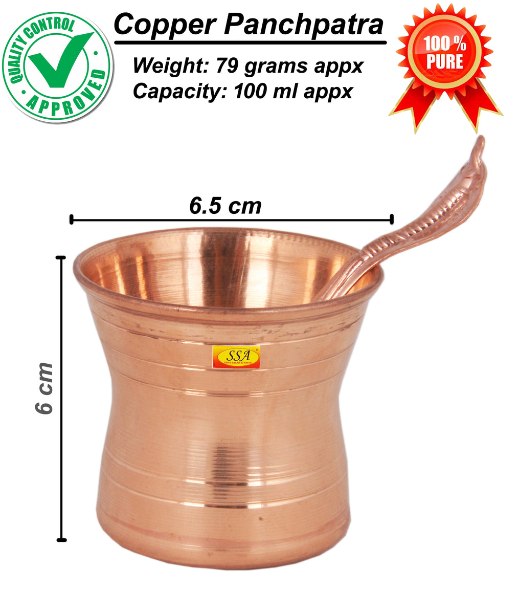 Pure Copper Puja Patra | Punch Patra | Jal Patra with Achmani Spoon Se ...